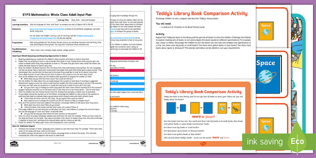 EYFS Maths: Story Time Vote and Compare Whole Class Adult Input Plan and EYFS Maths: Story Time Vote and Compare Whole Class Adult Input Plan and