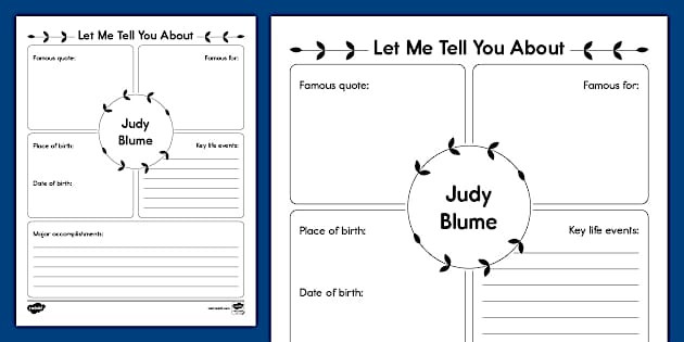 Let Me Tell You About Judy Blume Biography Worksheet