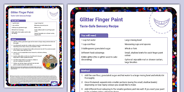 Taste-Safe Glitter Finger Paint Sensory Recipe - Twinkl