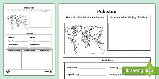 KS2 Pakistan Research Activity (teacher made) - Twinkl