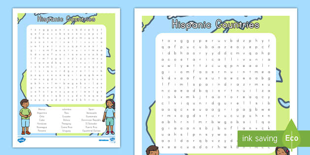 Hispanic Countries Word Search | Printable Activity | Twinkl