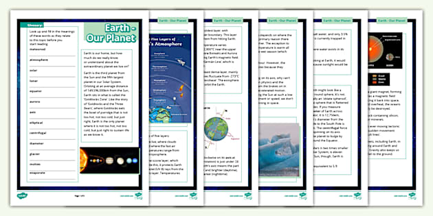 Earth - Our Planet Reading Comprehension (Phase 3) - Twinkl
