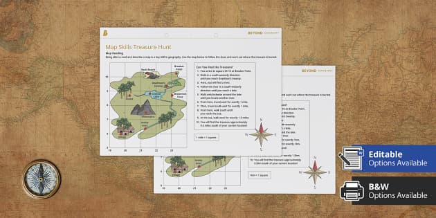 Treasure Hunt Clue Ideas Worksheet | KS3 Geography | Beyond