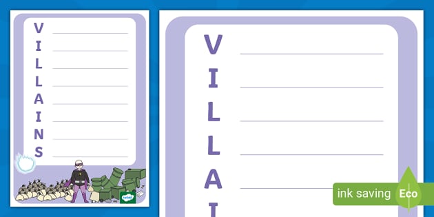 Villians Acrostic Poem Template
