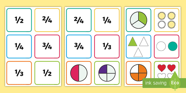 KS1 Quarters, Thirds and Halves Fraction Cards - recognising