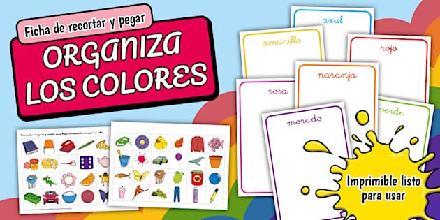 Ficha de recortar y pegar: Organiza los colores