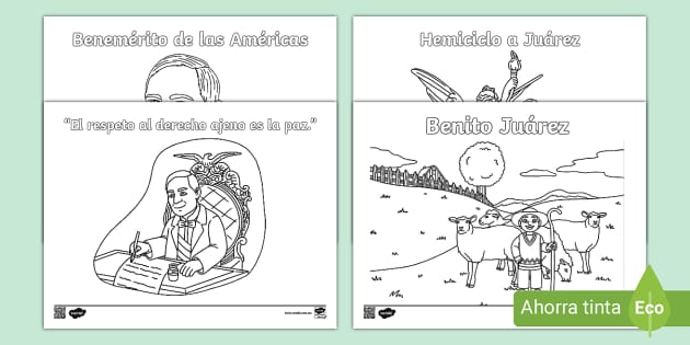Hojas de Benito Juárez para colorear para niños - Twinkl