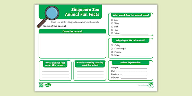 Singapore Zoo Animal Fun Facts Worksheet (teacher made)