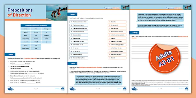 ESL Prepositions of Direction Activity Sheet [Adults A2-B1]