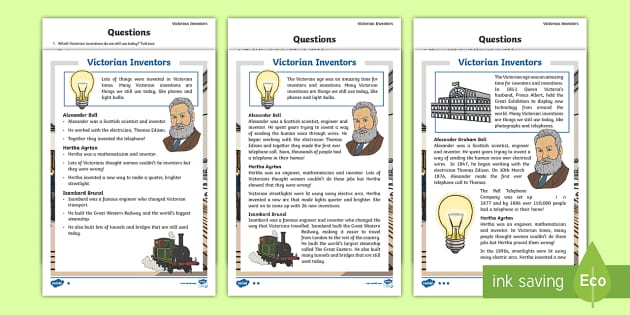 KS1 Victorian Inventors Differentiated Reading Comprehension Activity