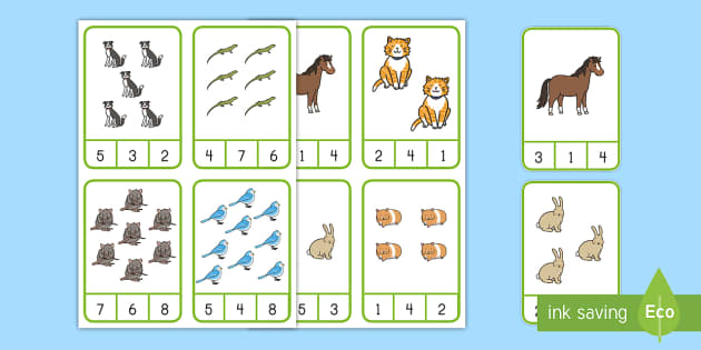 Pets Counting to 10 Clip Cards (teacher made) - Twinkl