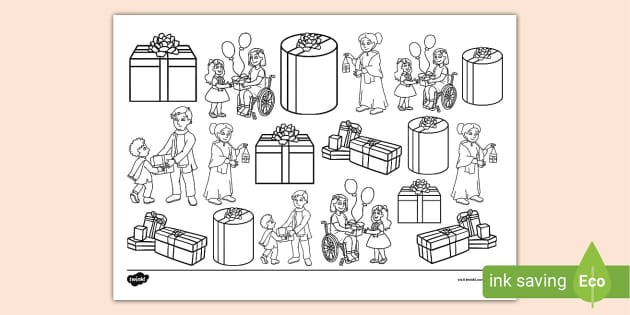 Gift Doodle Colouring Page (teacher made) - Twinkl