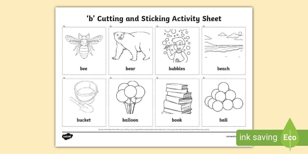 'b' Cutting and Sticking Activity (teacher made) - Twinkl