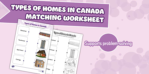 Types of Homes in Canada Matching Worksheet