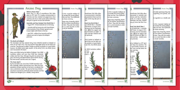 Anzac Day Differentiated Reading Comprehension Activity
