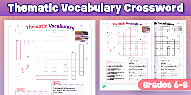 Thematic Vocabulary Crossword for 6th-8th Grade | Twinkl USA