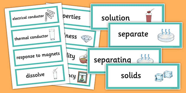 Year 5 Properties and Changes of Materials Vocabulary Word Cards - year 5