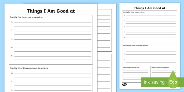 Things I Am Good At Worksheet (teacher made) - Twinkl