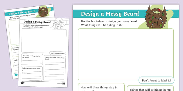 Design a Messy Beard Worksheet (teacher made) - Twinkl