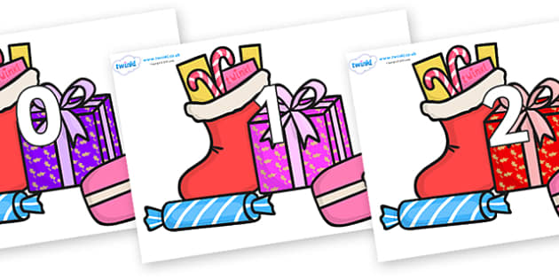 Numbers 0-31 on Christmas Gifts (Teacher-Made) - Twinkl
