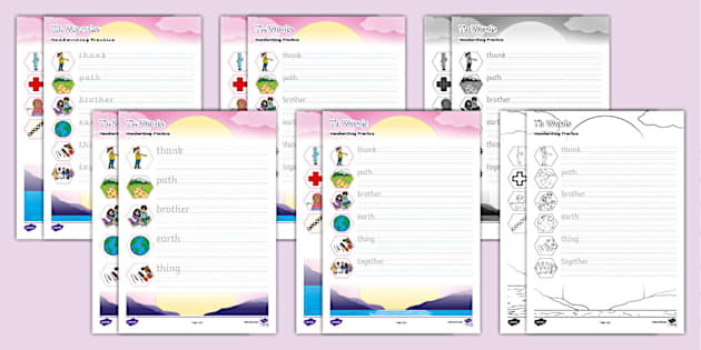 Th Words Handwriting Practice Worksheet - Twinkl