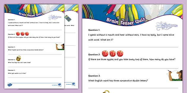 Brain Teaser Quiz Teacher Made Twinkl 