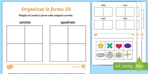 Organizza le forme 2D Attività (teacher made) - Twinkl