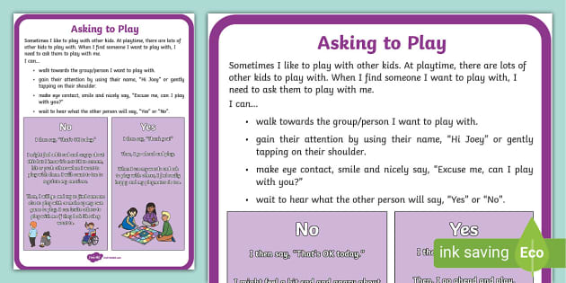 Poster for Communication - Ask To Play - Inclusion - Twinkl