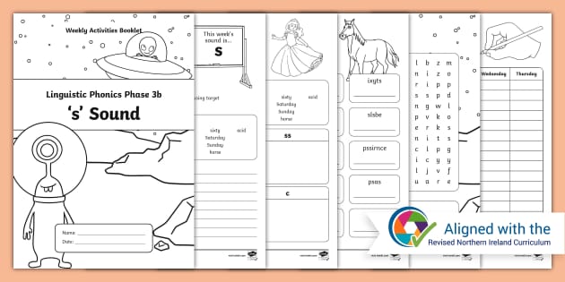 Northern Ireland Linguistic Phonics Phase 3b 's' Sound Weekly Activities