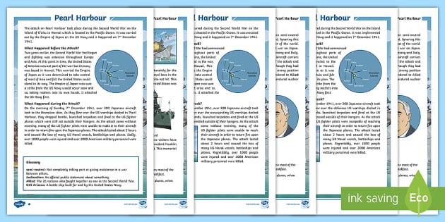 Pearl Harbour UKS2 Differentiated Reading Comprehension Activity