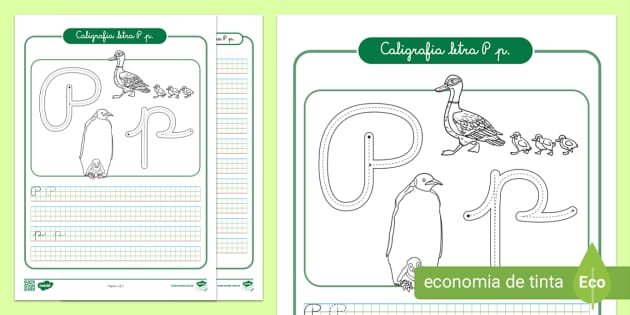 Folhas de caligrafia - Letra P (teacher made) - Twinkl