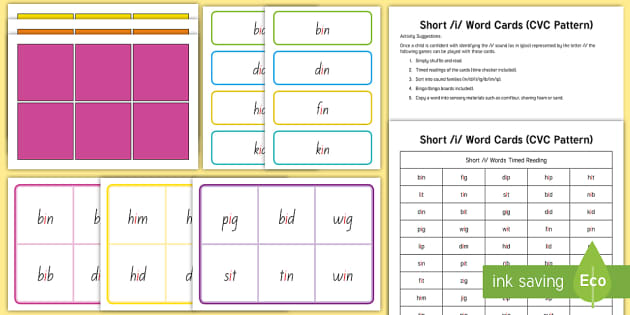 * NEW * Short i Word Cards Activity Pack - Dyslexia, Literacy, Learning