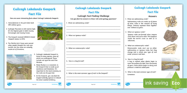 FREE! - Cuilcagh Lakelands Geopark Fact File Activity | Twinkl