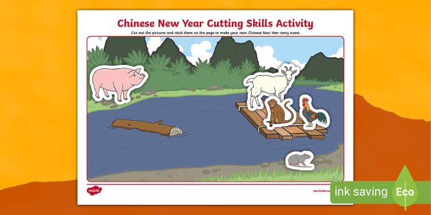 Chinese New Year Story Cutting Skills Activity - Twinkl