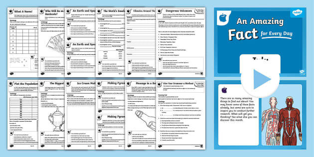 An Amazing Fact a Day July PowerPoint and Worksheet / Worksheets Pack,
