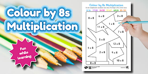 Colour by 8s Multiplication Activity Worksheet