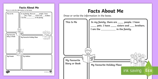 Year 1 Facts About Me Worksheet teacher Made 