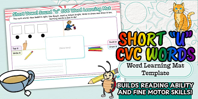 Short "u" CVC Word Learning Mat Template