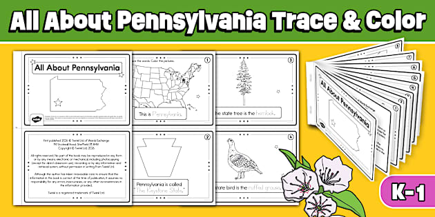 All About Pennsylvania Trace & Color Printable Book