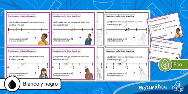 fracciones posicionar número mixto tarjetas recta numérica