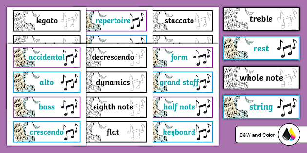 Tier 3 Music Vocabulary Word Cards for 3rd-5th Grade