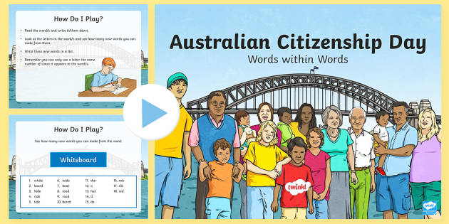 Year 3-6 Australian Citizenship Words within Words PowerPoint