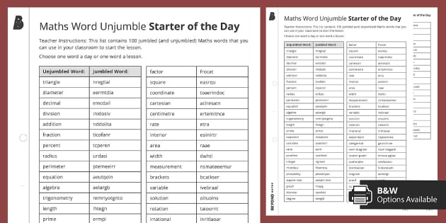 FREE! - Maths Word Puzzle - Word Unjumble - Beyond Secondary Maths