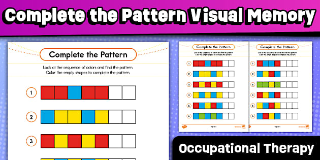 Complete the Color Pattern Visual Memory Activity Worksheets for ...