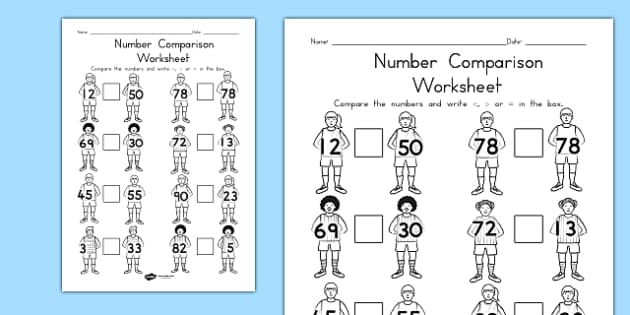 AFL Number Comparison Worksheet