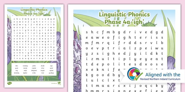 Linguistic Phonics Phase 4a 'igh' Sound Word Search - Twinkl