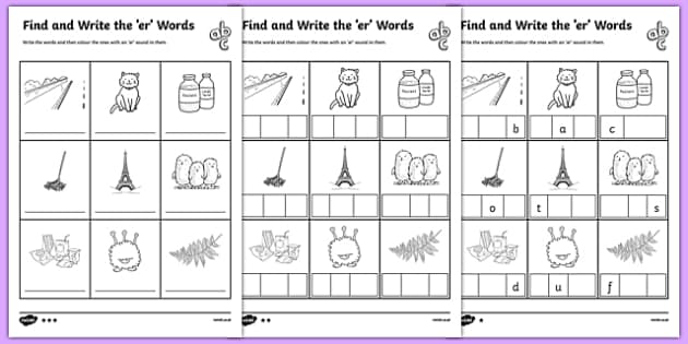 Find and Write the er Words Differentiated Worksheet / Activity