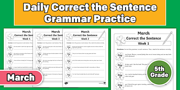 Fifth March Daily Correct the Sentence Grammar Practice