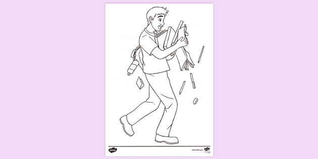 Stressed and Overloaded Student Colouring | Colouring Sheet