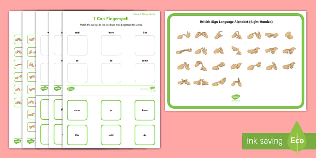 I Can Fingerspell Phase 4 Tricky Words Worksheets - Twinkl